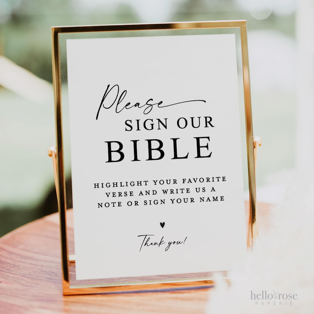 PRINTED SHIPPED Please Sign Our Bible Guestbook Sign, Wedding Bible ...