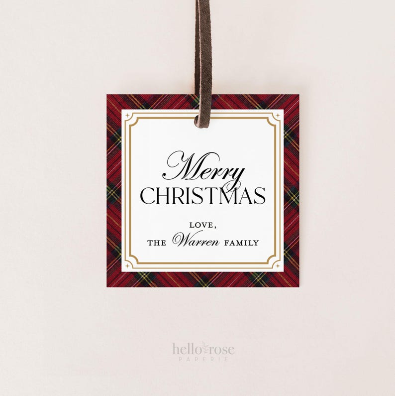 PRINTED SHIPPED Christmas Gift Tags, Classic American Tartan Preppy ...
