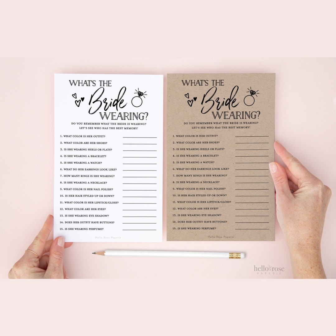 What is the Bride Wearing and Printable Bridal Shower Memory Game . Fun ...