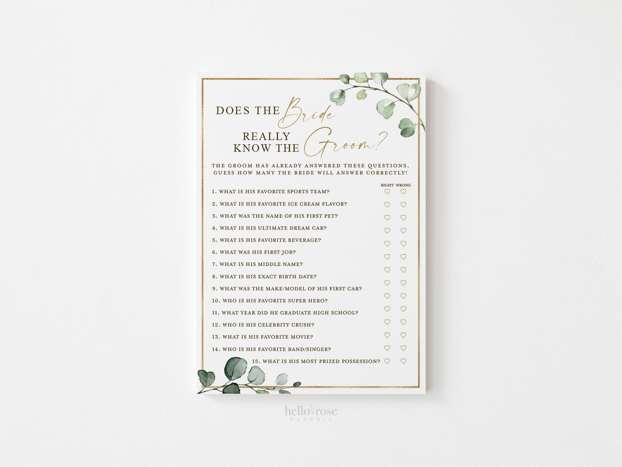 Does the Bride Really Know the Groom Bridal Shower Printable - Etsy