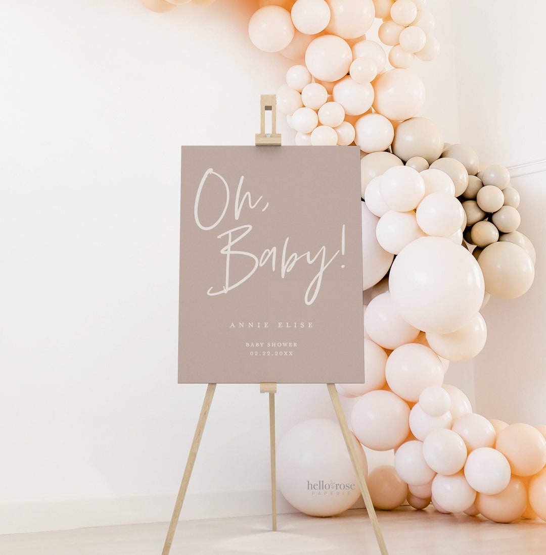 Oh Baby Welcome Sign . Simple Script Minimalist Baby Shower - Etsy