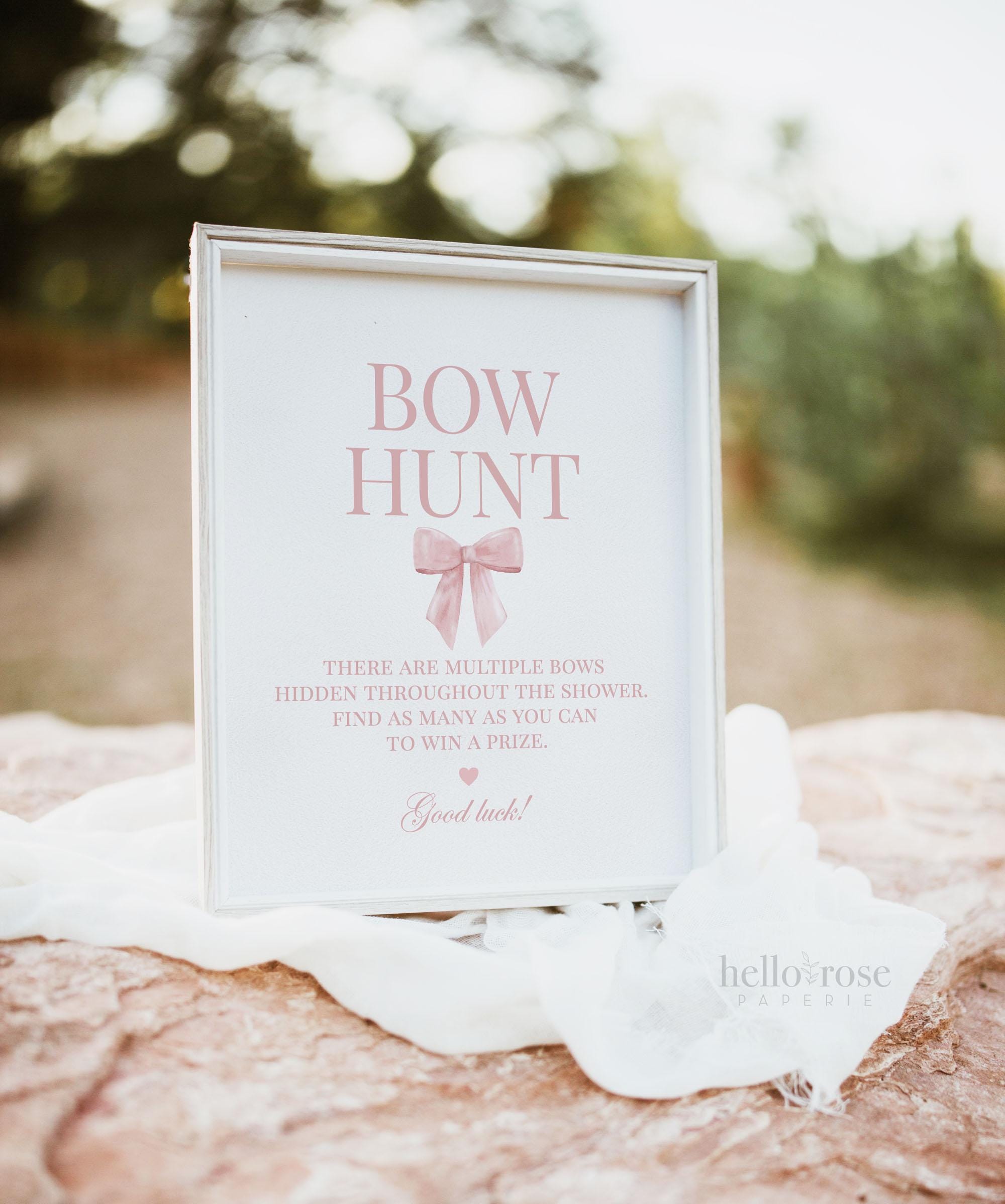 Bow Hunt Find the Bows Game, Pink Bow Baby Shower, Bow Counting Guess ...