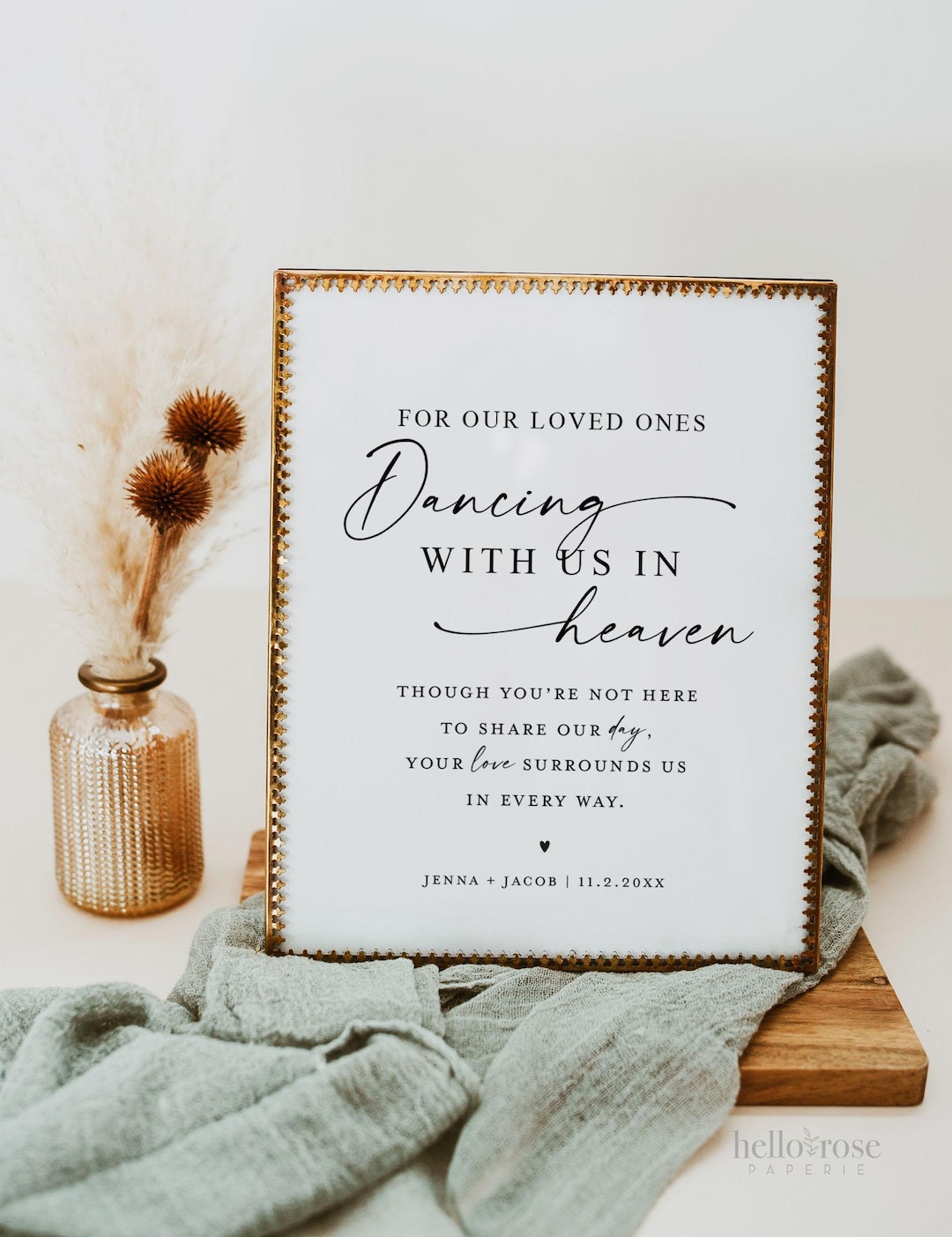 Dancing With Us in Heaven, Wedding Memorial Table Sign, in Memory ...