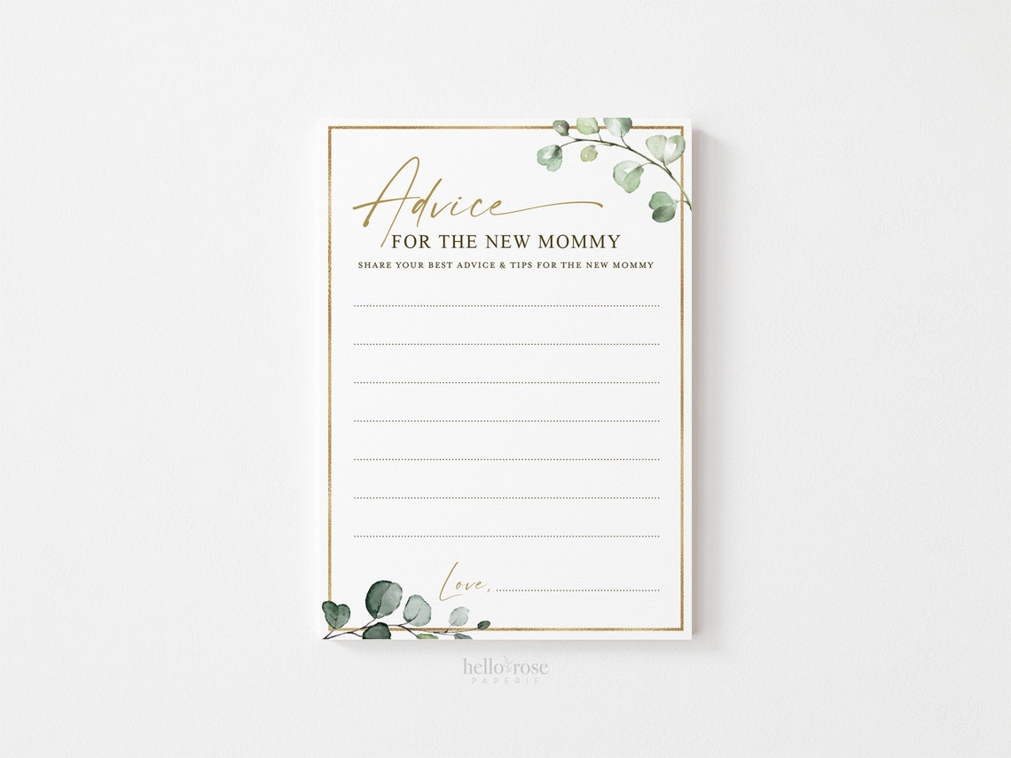 Advice for the New Mommy Sign Card . Baby Shower Printable | Etsy