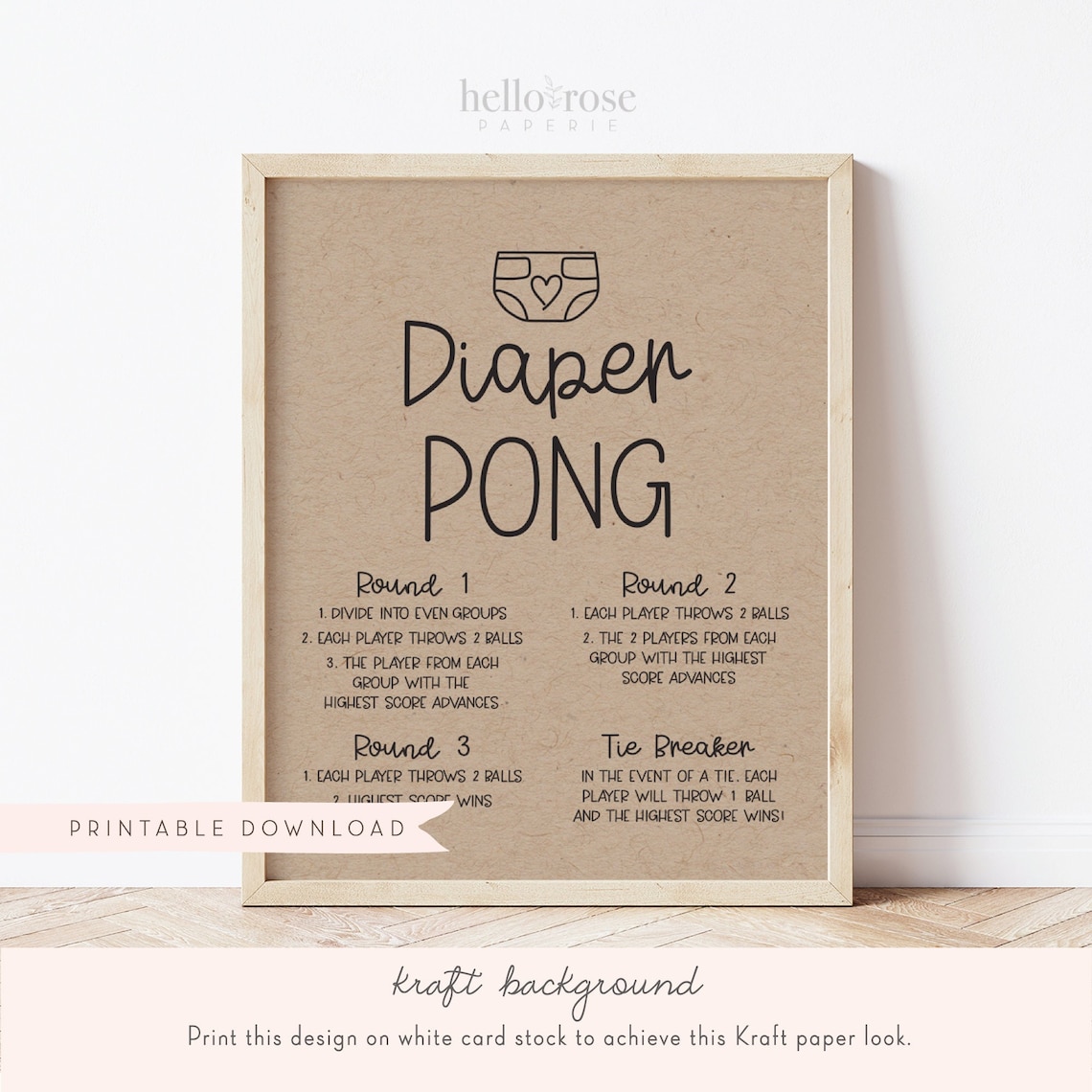 Diaper Pong Baby Shower Game Table Sign . Boy Girl Neutral . - Etsy