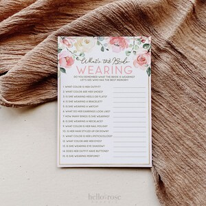 What is the Bride Wearing Floral Bridal Shower Printable Game ...