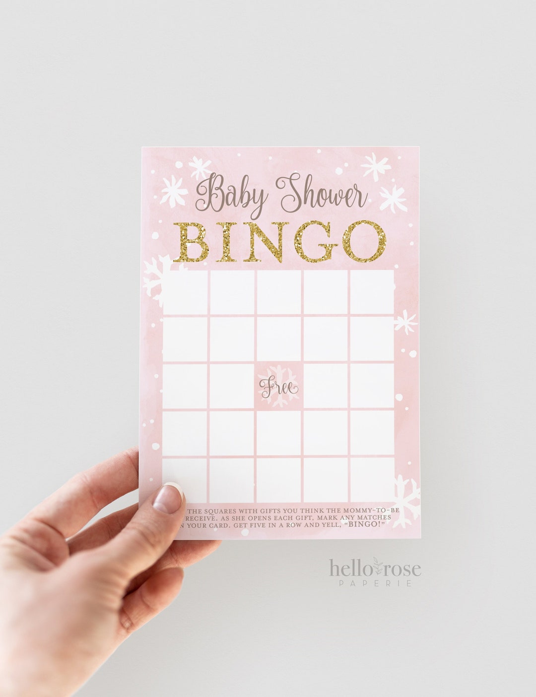 Baby Shower Bingo Card Printable . Winter Girl Baby Shower Game . Baby ...