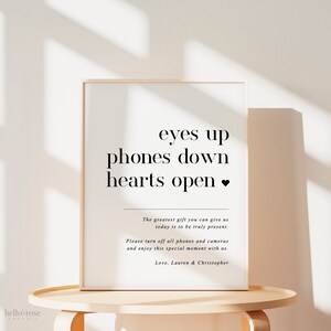 Unplugged Ceremony Wedding Sign . No Phones Minimalist Wedding Welcome ...