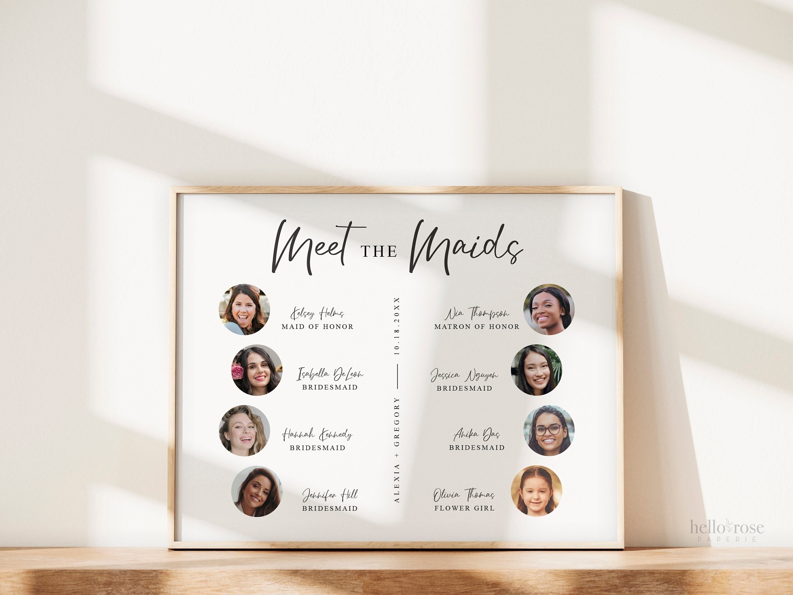 Meet the Maids PRINTABLE Sign . Personalized Bridal Party . Bridesmaids ...