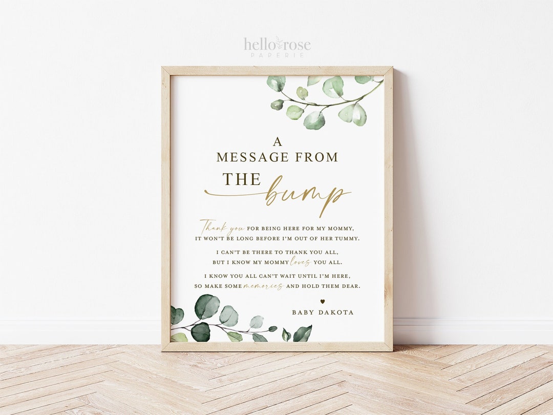 A Message From the Bump PRINTABLE Personalized . Baby Shower Bump Sign ...