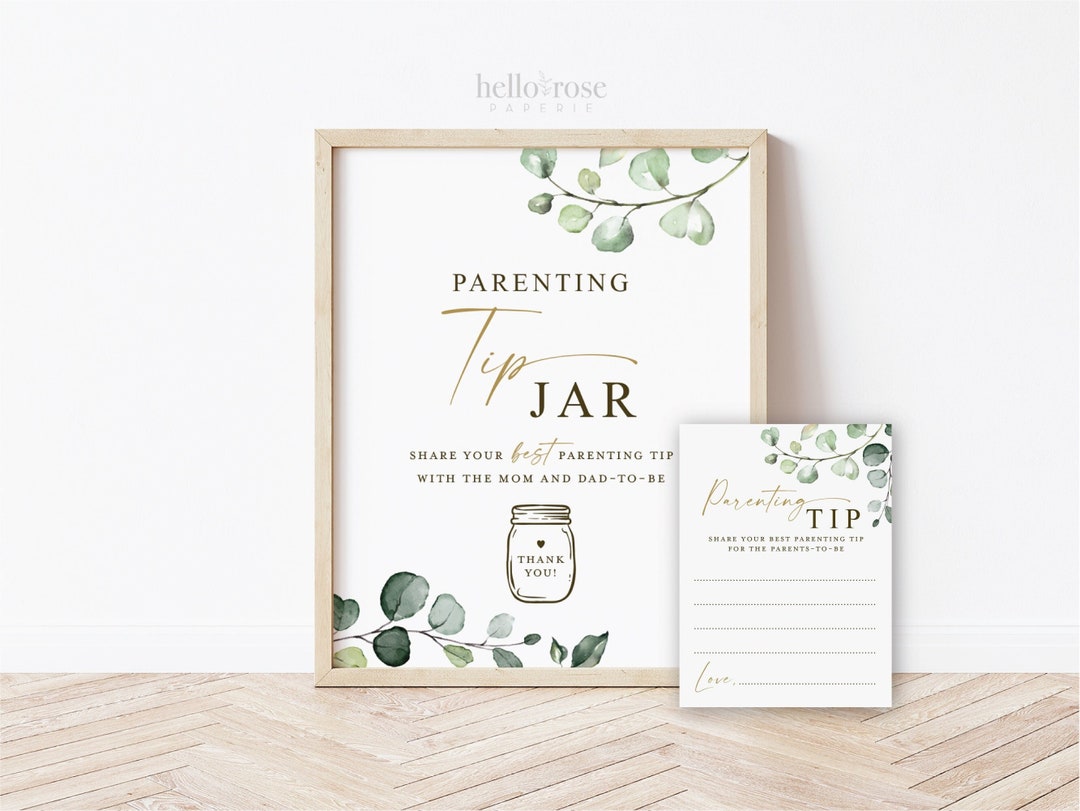 Parenting Tip Jar Printable Game Sign and Cards . Boy Girl Neutral Baby ...