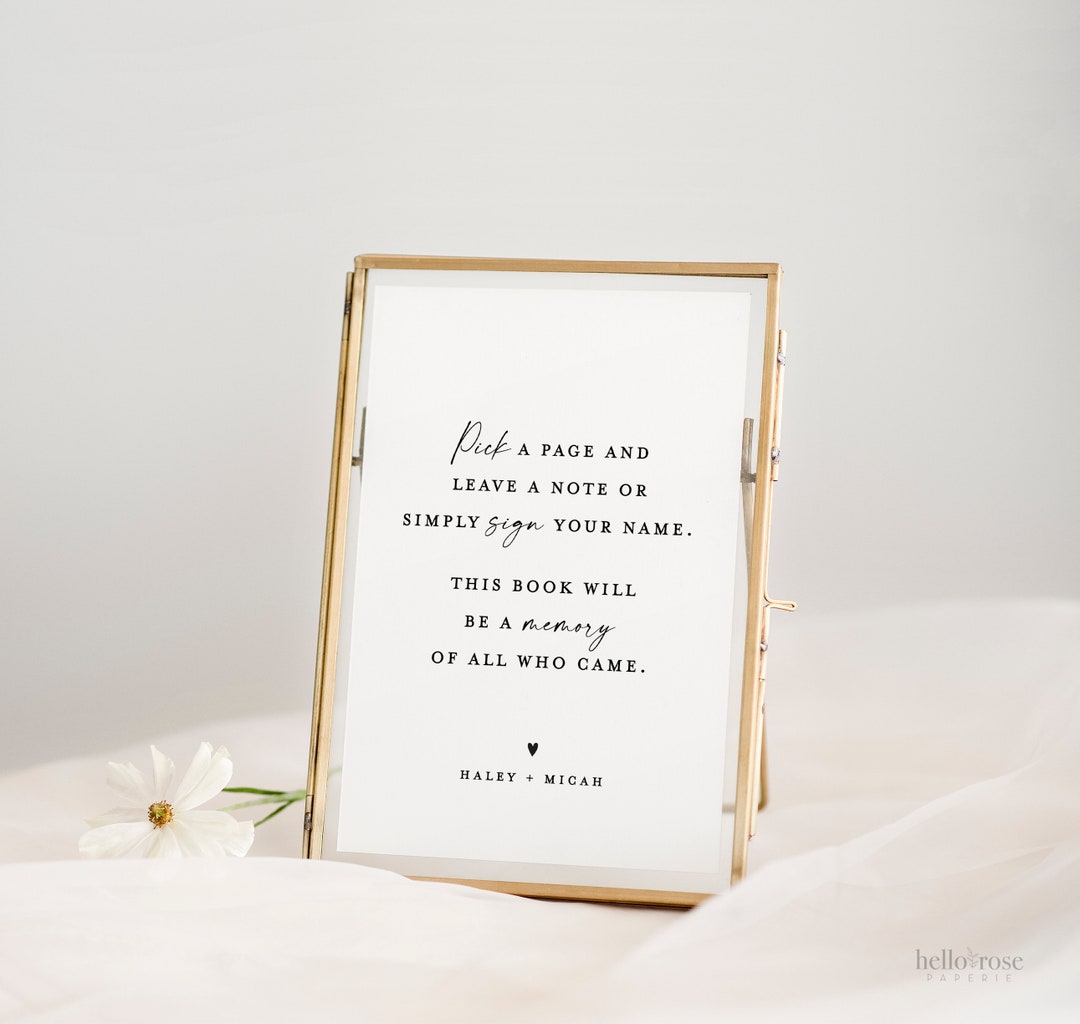 Pick a Page Leave a Note Memory Guestbook Sign Printable Template ...