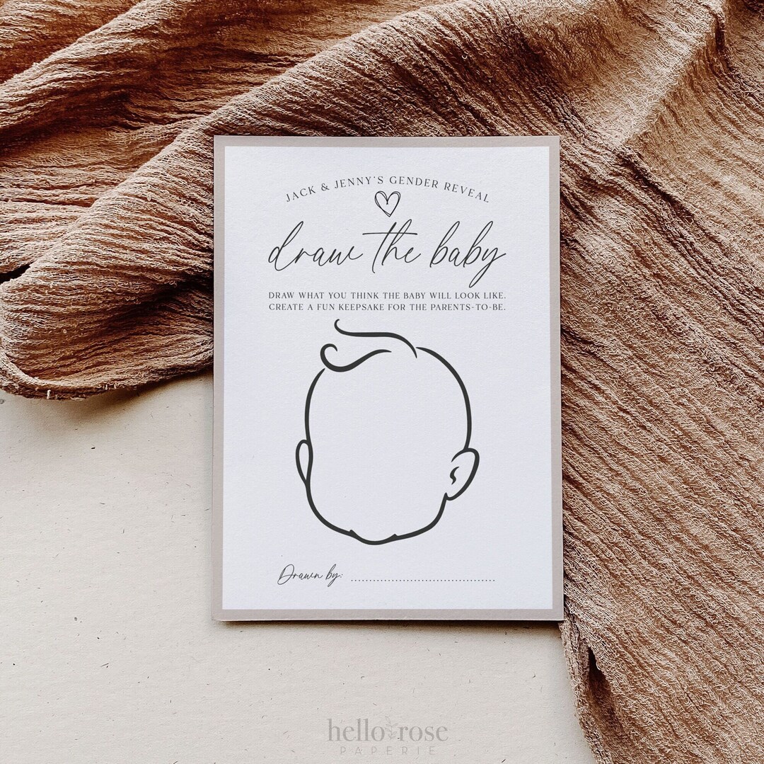 Draw the Baby Gender Reveal Game . Boy Girl Neutral Boho Baby Shower ...