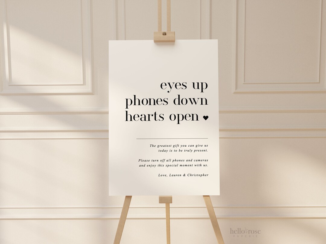 Unplugged Ceremony Wedding Sign . No Phones Minimalist Wedding Welcome ...