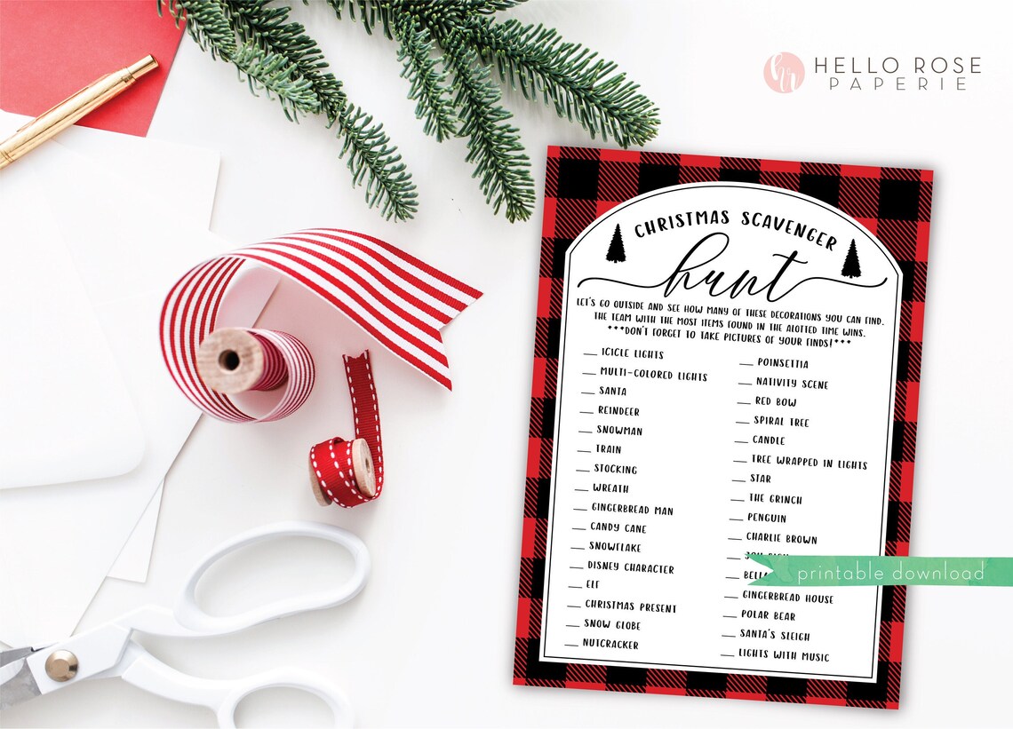 Christmas Scavenger Hunt for Outdoors or Neighborhood . Printable ...