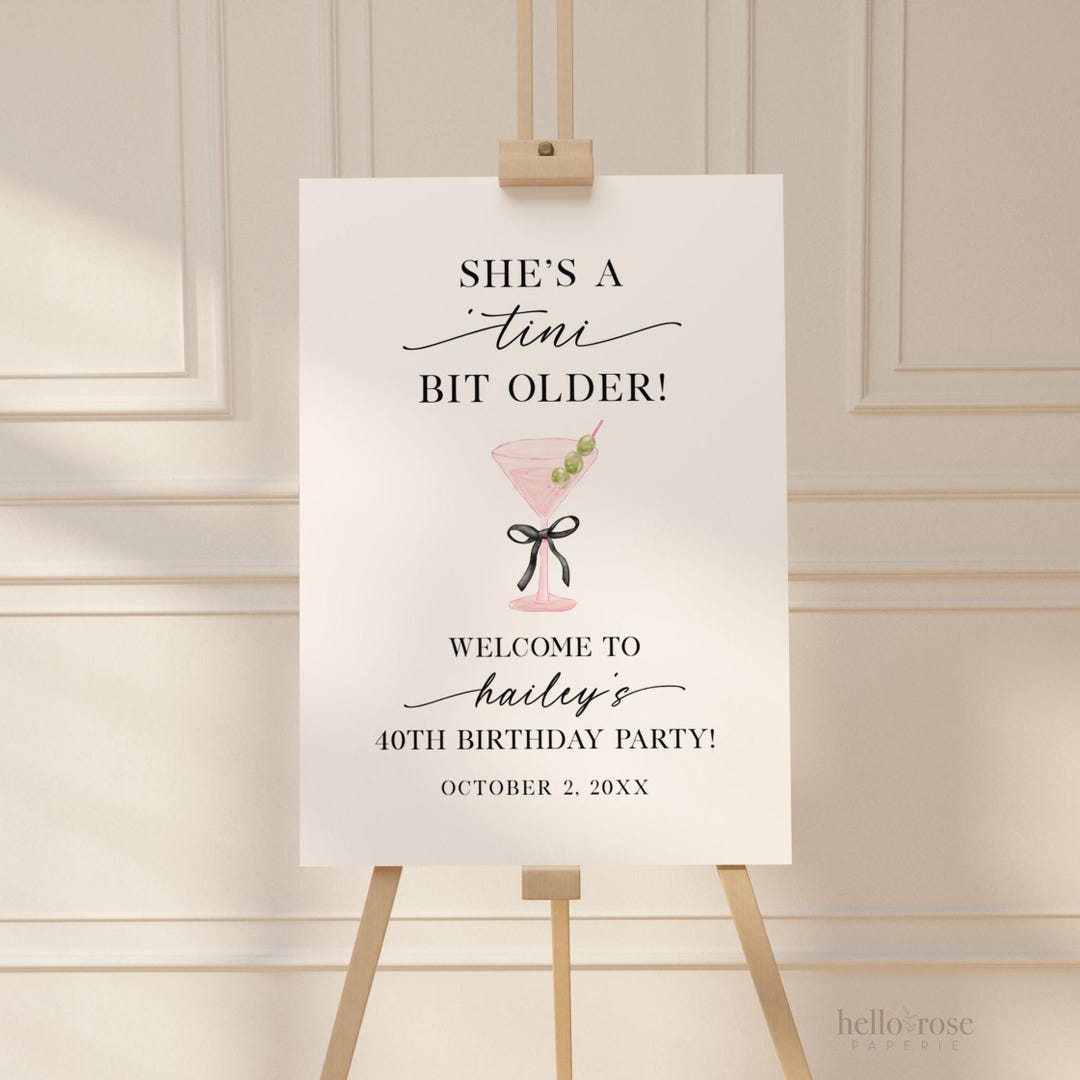 A Tini Bit Older Birthday Welcome Sign, She's a Tini Bit Older, Pink ...