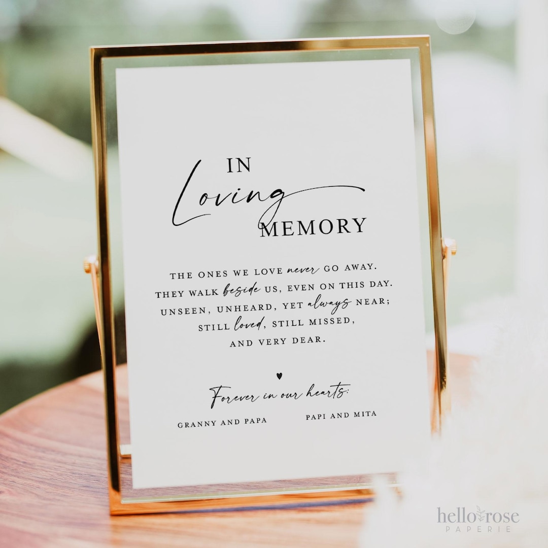 PRINTED SHIPPED in Loving Memory Personalized Sign, Wedding Memorial ...