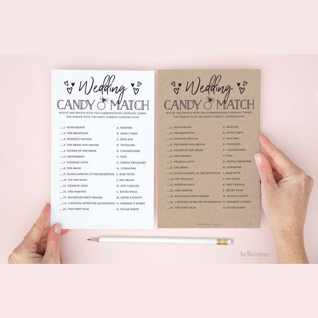 Wedding Candy Match Game . Bridal Couples Wedding Shower Printable Game ...