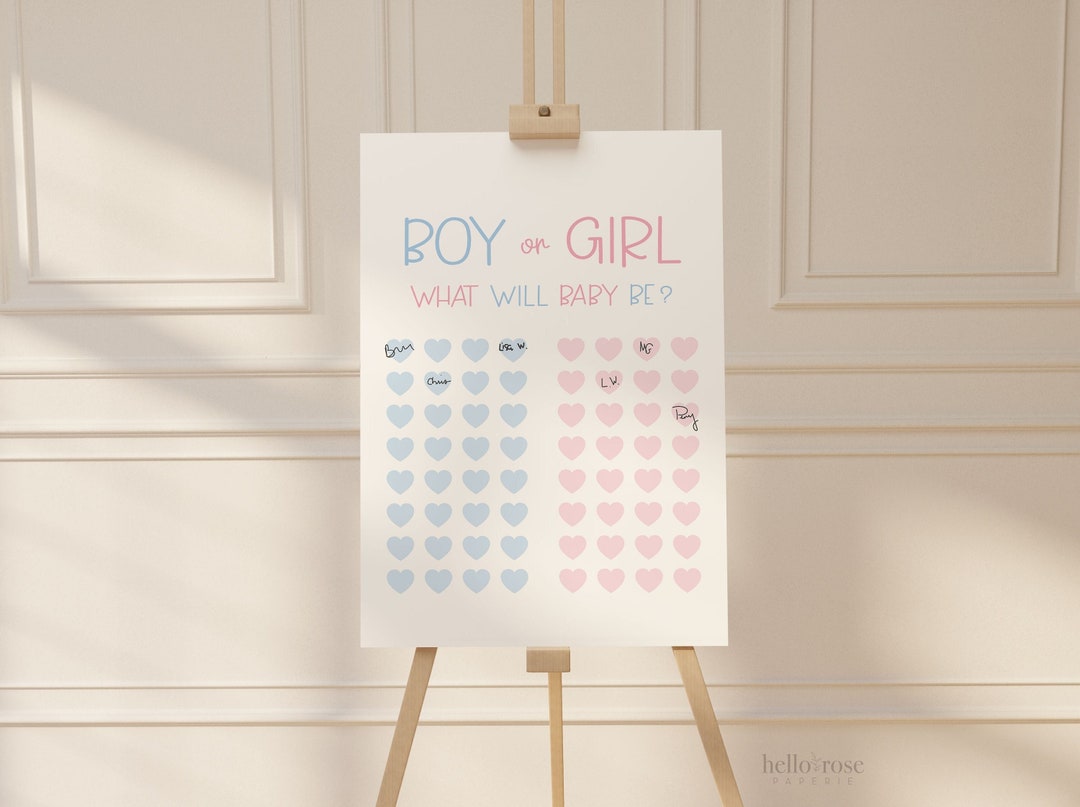 Boy or Girl What Will Baby Be, Sign Your Guess Gender Reveal Sign, Baby ...