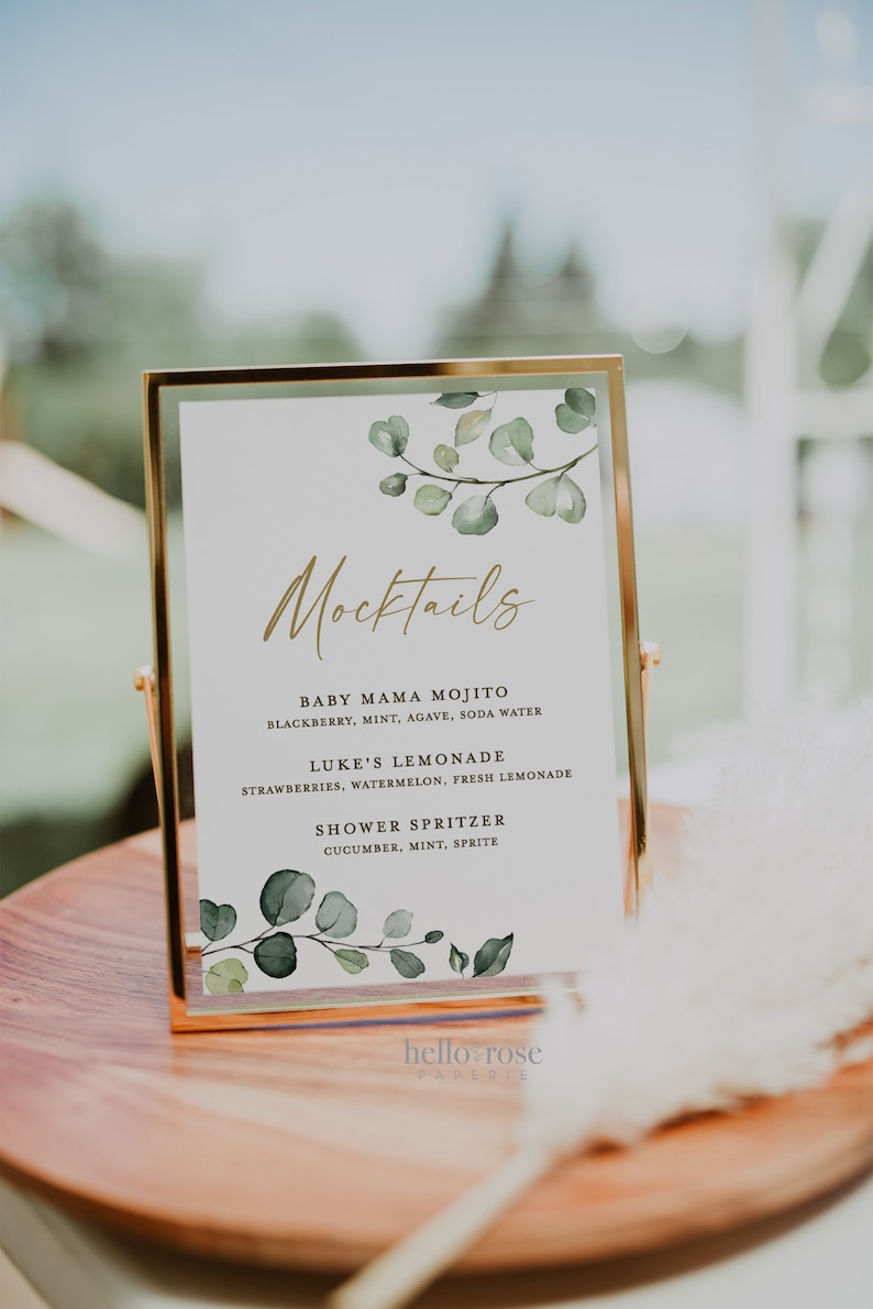 Mocktails Bar Sign . Greenery Gold . Wedding Engagement - Etsy