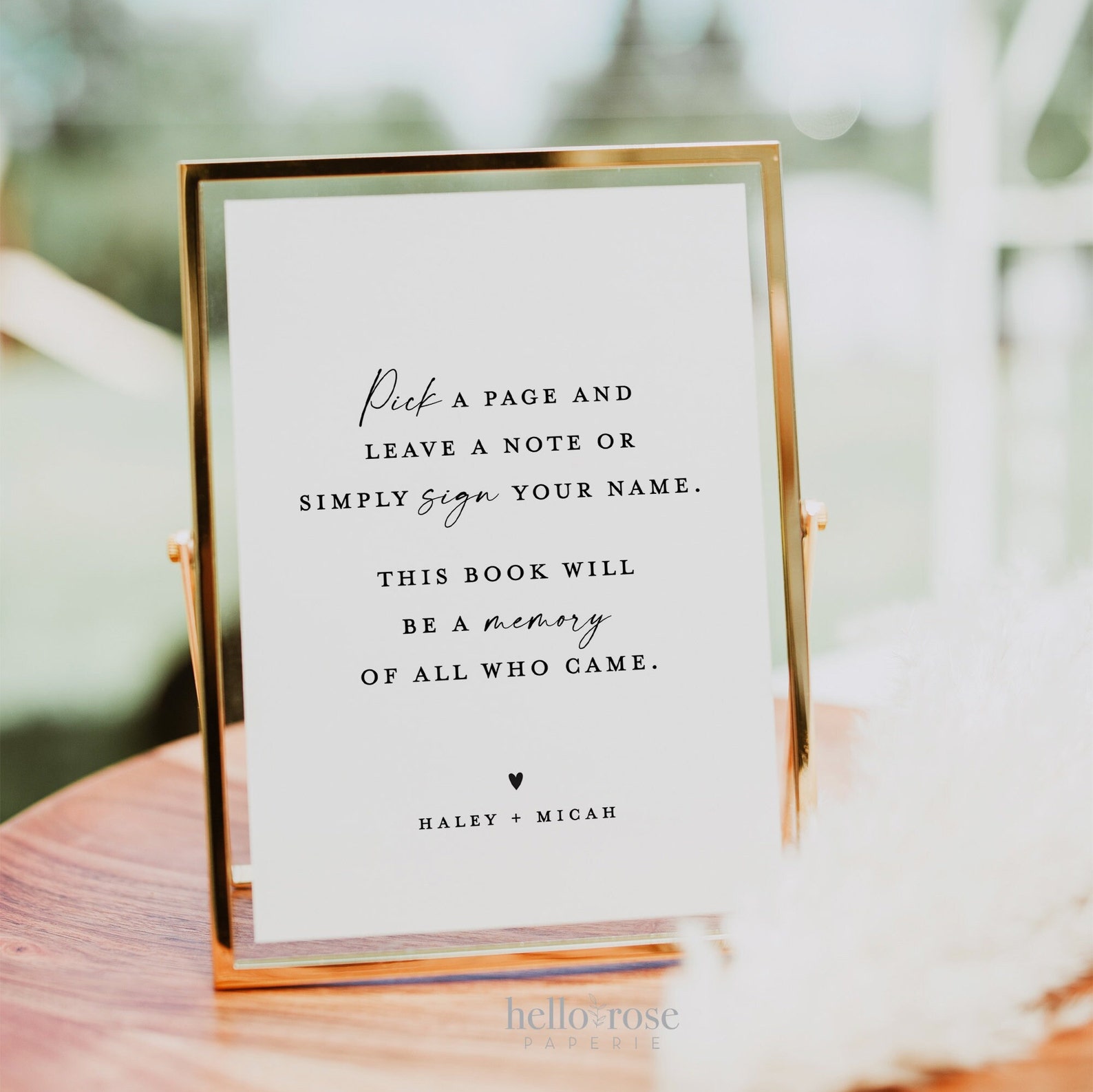 Pick a Page Leave a Note Memory Guestbook Sign Printable Template ...