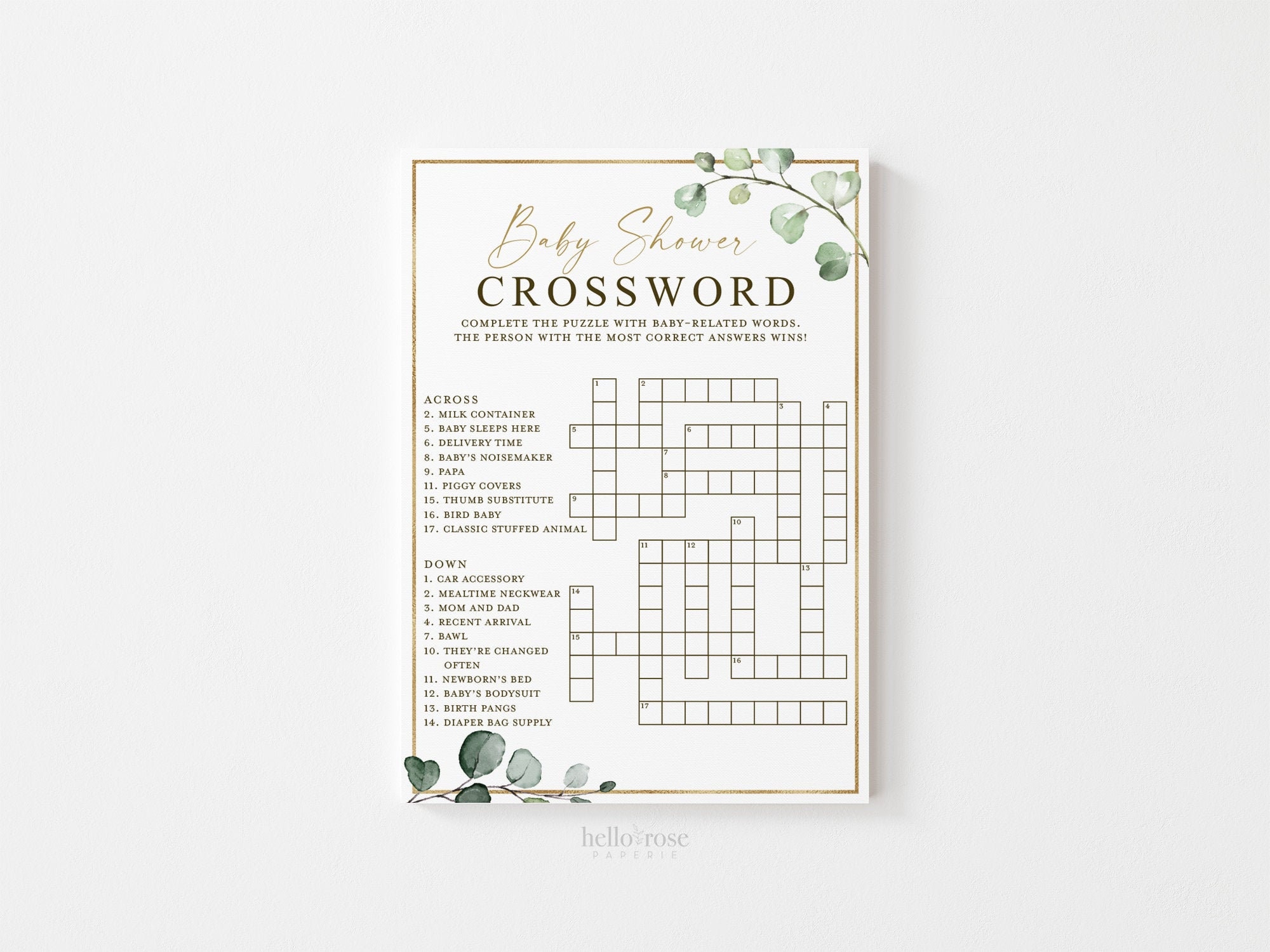 Crossword Puzzles Printable Baby Shower Baby Crossword Puzzle, Tea