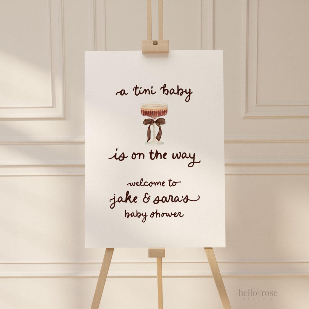 A Tini Baby is on the Way Welcome Sign, A Tini One is on the Way, Brown ...