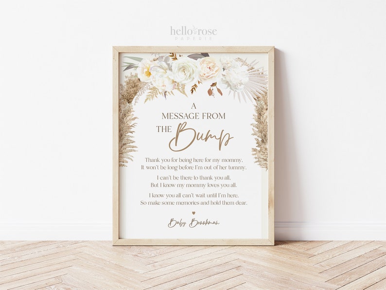 A Message From the Bump PRINTABLE Personalized Sign . Gender - Etsy