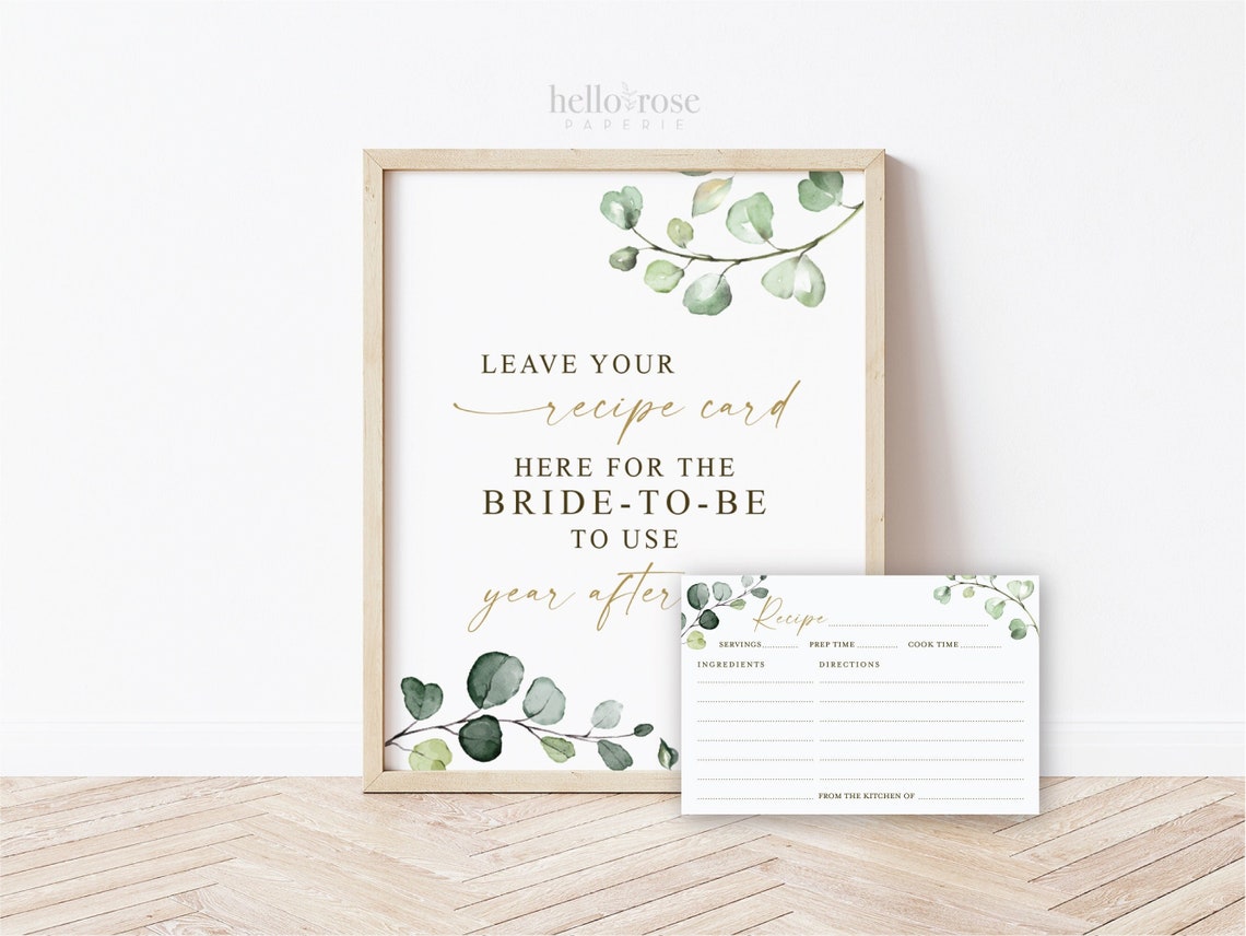 Recipe Cards and Sign Bridal Shower Printable . Leave Your - Etsy