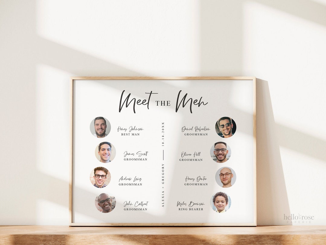Meet the Men PRINTABLE Sign . Personalized Wedding Party Poster With ...