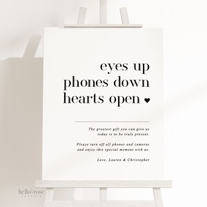 Unplugged Ceremony Wedding Sign . No Phones Minimalist Wedding Welcome ...