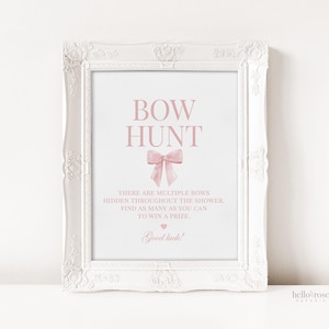 Bow Hunt Find the Bows Game, Pink Bow Baby Shower, Bow Counting Guess ...