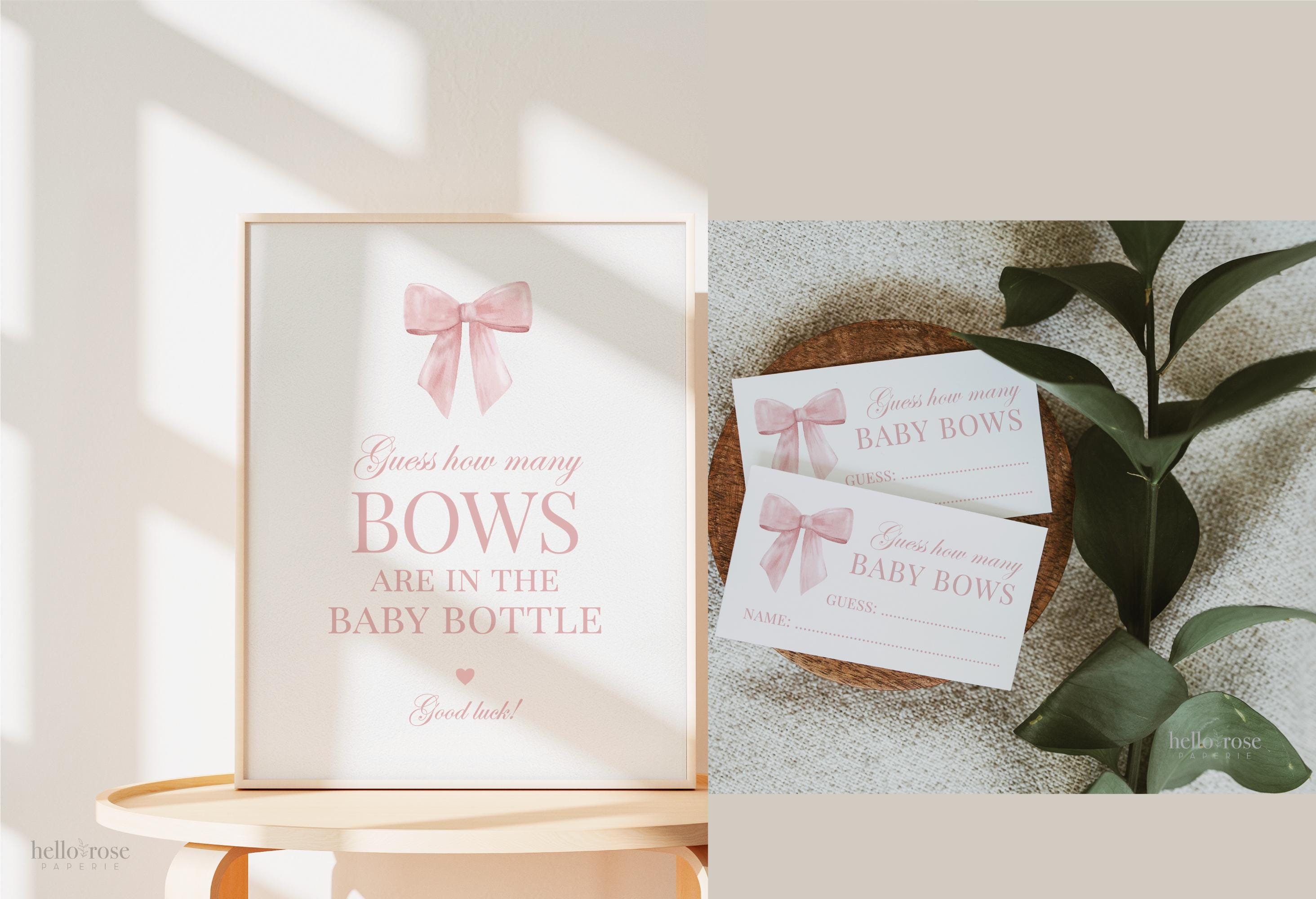 Guess How Many Bows in the Bottle Pink Bow Baby Shower, Bow Counting ...
