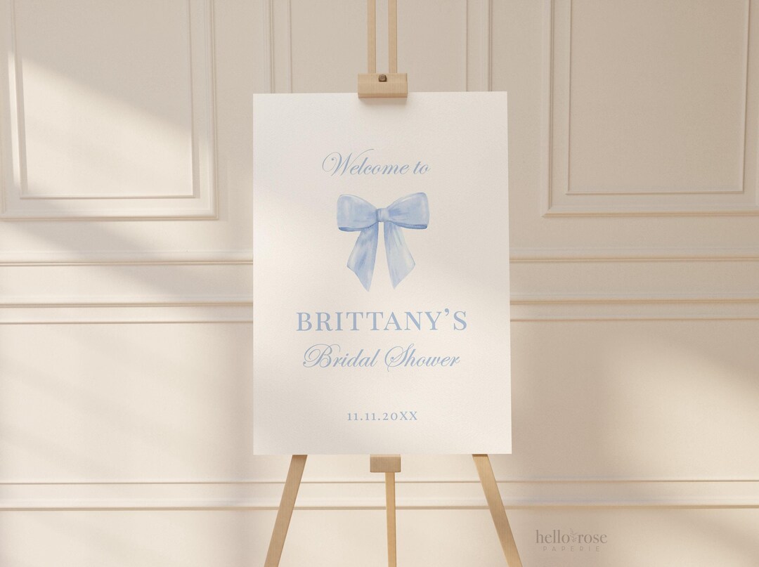 Bow Welcome Sign, Blue Bow Bridal Shower, Bachelorette Party, Birthday ...
