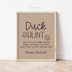 Duck Hunt Baby Shower Game Sign . Find the Rubber Ducky . Boy Girl ...