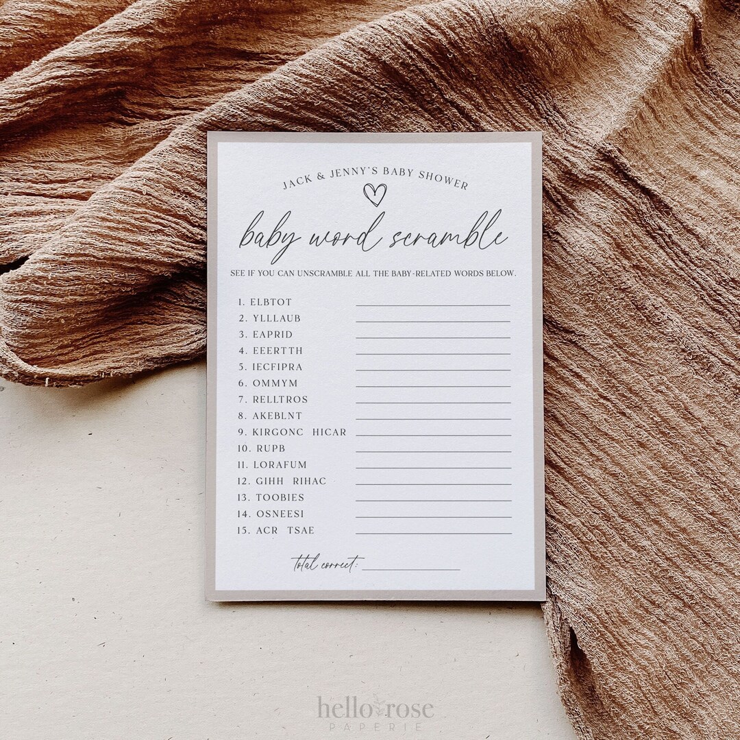 Baby Word Scramble Game . Gender Reveal or Baby Shower . Boy Girl ...