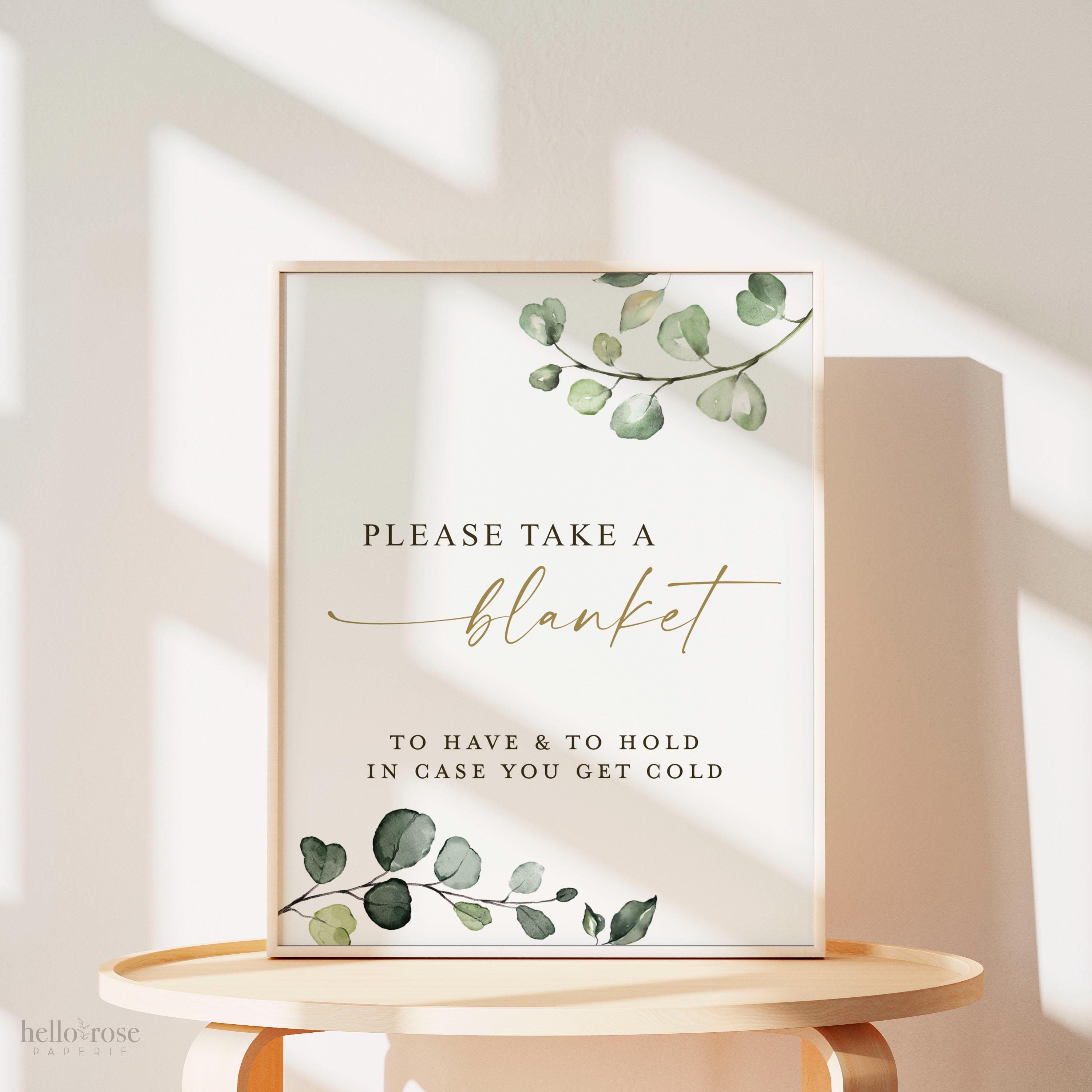 Please Take a Blanket Sign Printable Outdoor Winter Wedding, Greenery ...