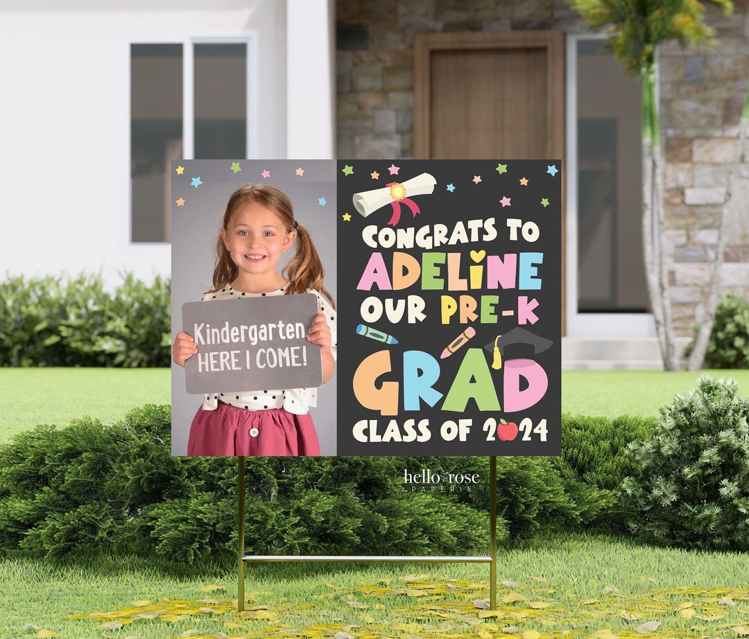 PRINTABLE Graduation Parade Yard Sign With Photo . Spring Colors . Prek ...