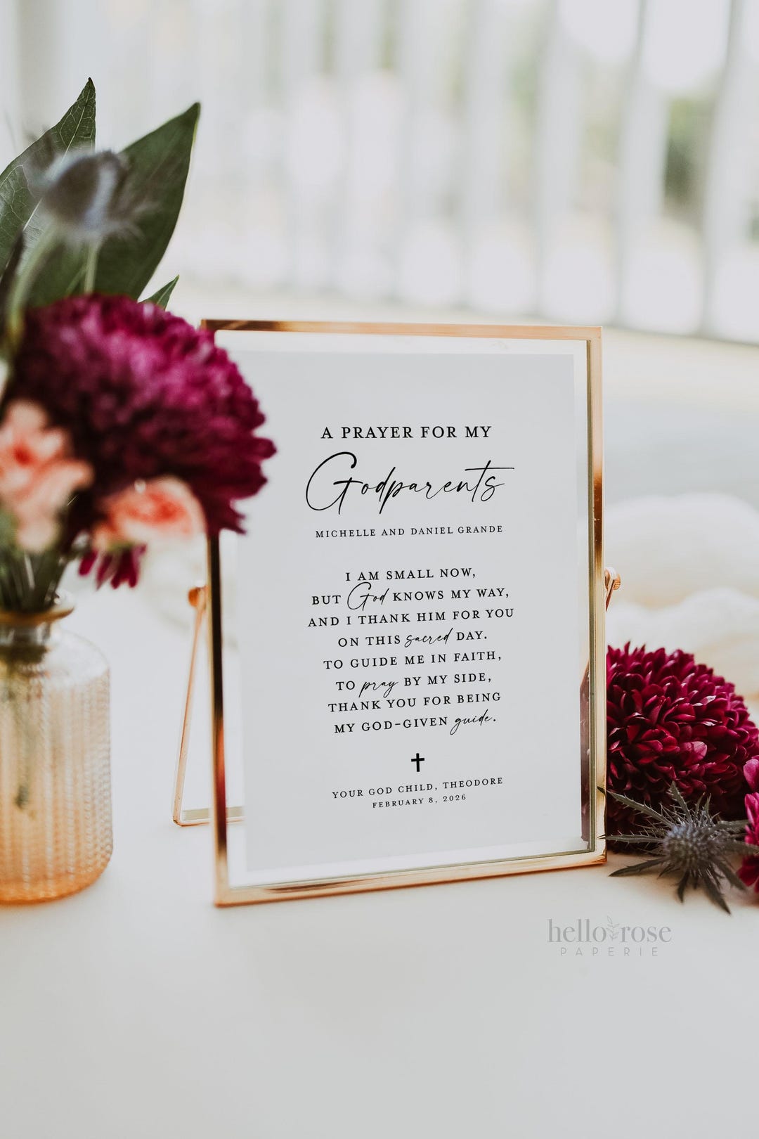 PRINTED + SHIPPED A Prayer for Godparents Baptism Sign, Boy Girl ...