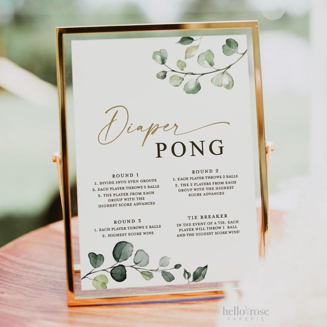 PRINTED + SHIPPED Diaper Pong Baby Shower Game Sign, Fun Couples Group ...
