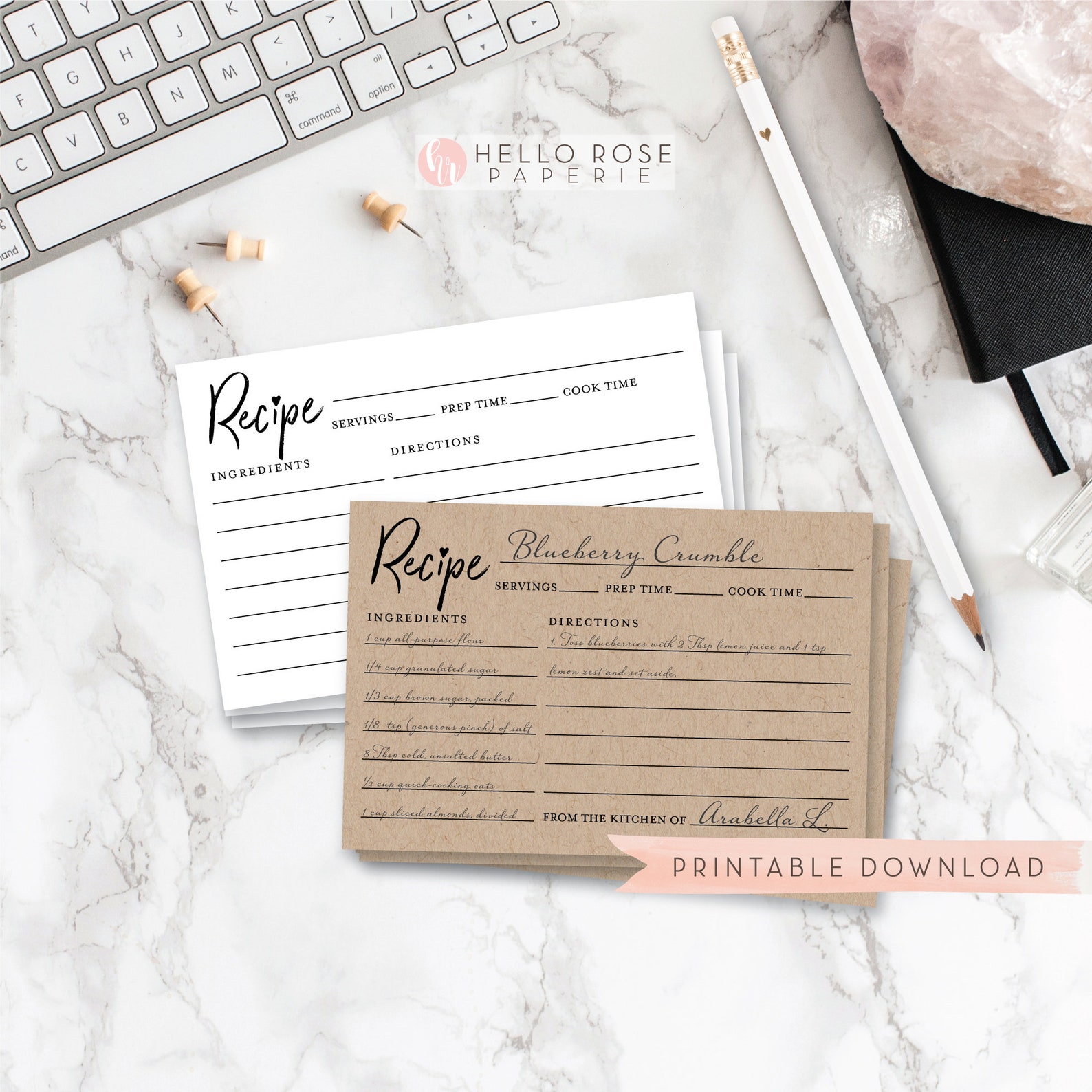 Recipe Card Sign PLUS Recipe Cards. Printable Rustic Wedding - Etsy