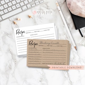 Recipe Card Sign PLUS Recipe Cards. Printable Rustic Wedding Bridal ...