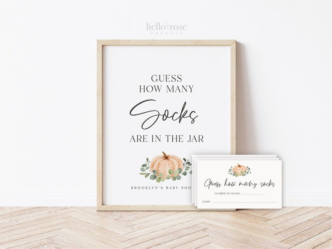 Guess How Many Socks Baby Shower Game Sign + Cards . Little Pumpkin ...