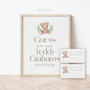 Guess How Many Teddy Grahams Editable . Teddy Bear Baby Shower Blue ...