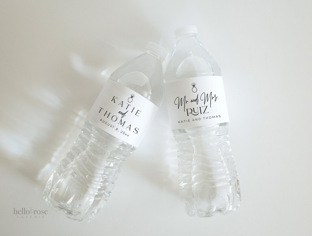 Wedding Water Bottle Label Template . 4 DESIGNS . Minimalist Outdoor ...