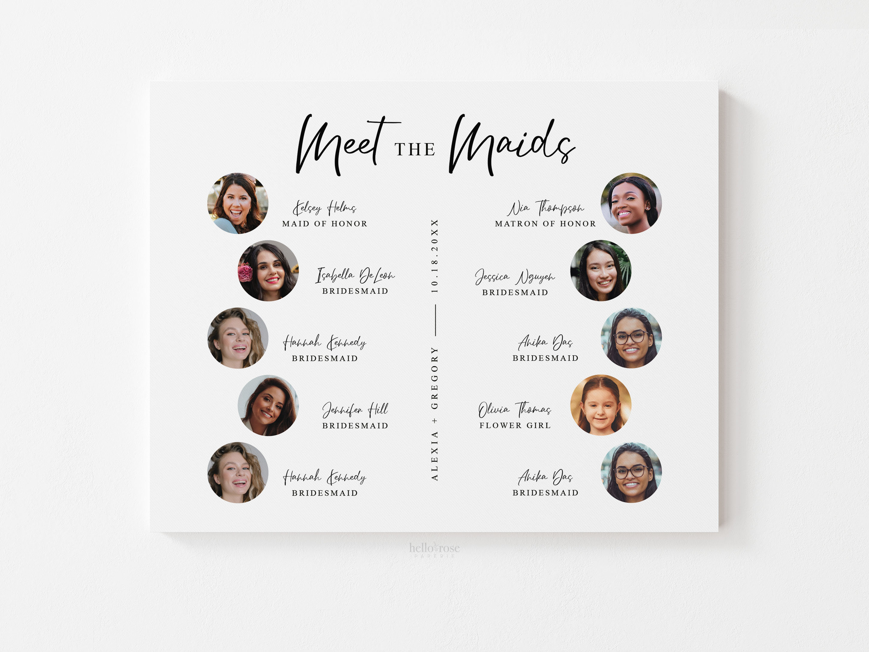 Meet the Maids PRINTABLE Sign . Personalized Bridal Party . Bridesmaids ...