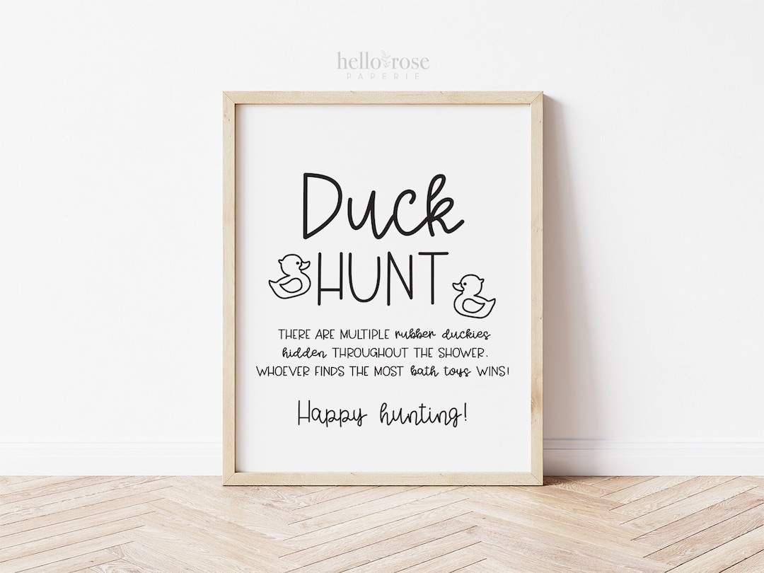 Duck Hunt Baby Shower Game Sign . Find the Rubber Ducky . Boy Girl ...
