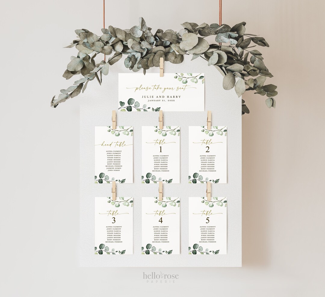 Wedding Seating Chart Table Cards Template . Table Numbers Header Card ...