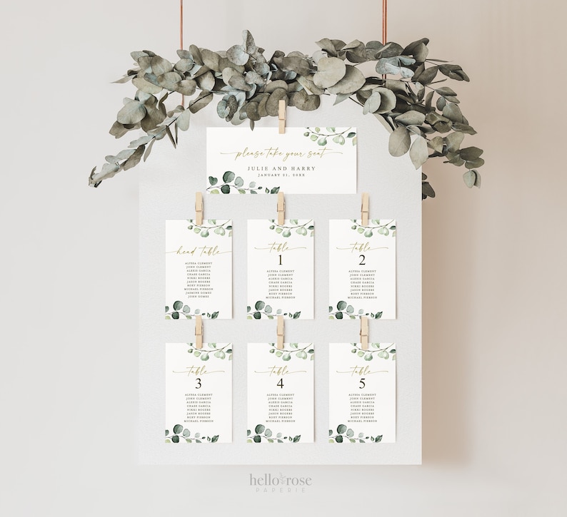 Wedding Seating Chart Table Cards Template . Table Numbers - Etsy
