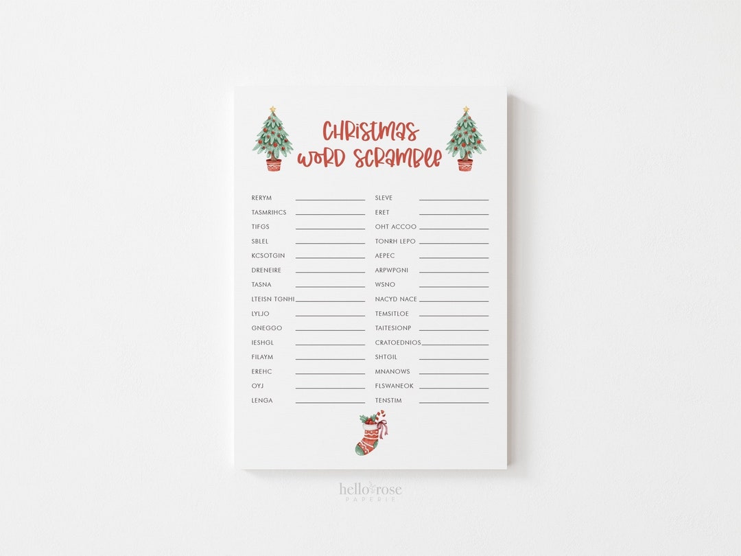 Christmas Word Scramble . Printable Christmas Party Game . Holiday ...